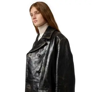 Miu Miu Double-breasted Calf Leather Caban Jacket