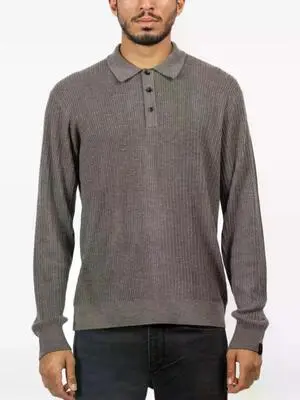 Rag & Bone Crawford Ribbed Long-sleeve Polo Shirt - Brown