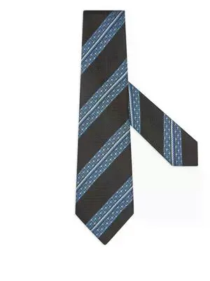 Zegna Striped Silk Neck Tie - Brown