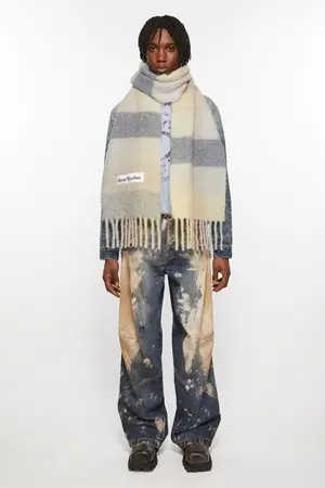 Acne Studios Mohair Checked Scarf - Vanilla,beige,lavender