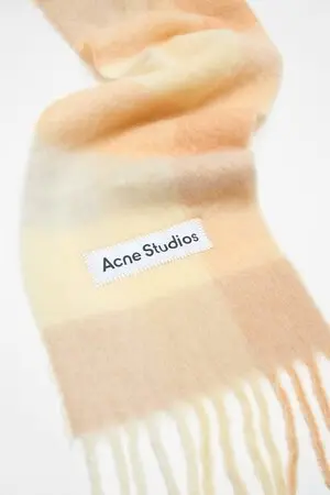 Acne Studios Mohair Checked Scarf - Peach,white,beige