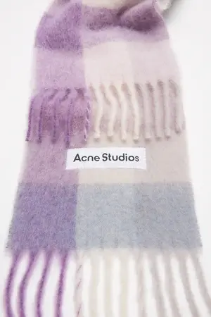 Acne Studios Lilac/white Mohair Checked Scarf Lilac,white