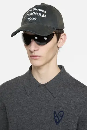 Acne Studios Embroidered Logo Baseball Cap - Faded Black