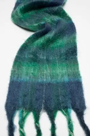 Acne Studios Blue/green Mohair Check Scarf - Blue,green