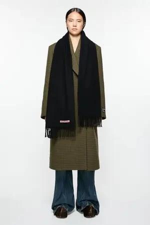 Acne Studios Black Cashmere Fringe Scarf - Narrow Black