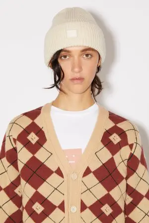 Acne Studios Face Logo Wool Beanie - Oatmeal Melange