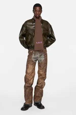 Acne Studios Fringe Wool Scarf Skinny - Chocolate Brown