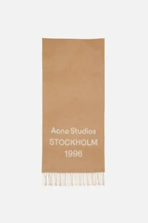 Acne Studios Camel/ecru Logo Scarf Wide - Camel,ecru