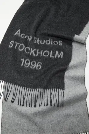 Acne Studios Logo Scarf Wide - Black,white