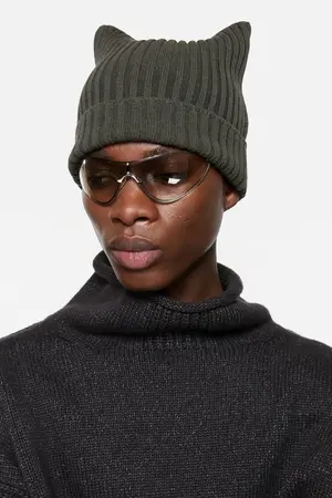 Acne Studios Ribbed Square Beanie - Vintage Green