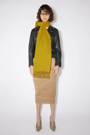 Acne Studios Fringe Wool Scarf Skinny - Acid Yellow