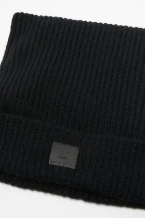 Acne Studios Face Logo Yak Wool Beanie - Black