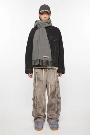 Acne Studios Fringe Wool Scarf – Narrow - Grey Melange