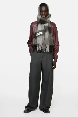 Acne Studios Mohair Checked Scarf - Dark Black,grey,dark Grey