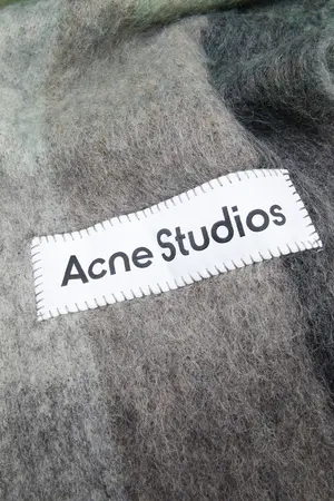 Acne Studios Mohair Checked Scarf - Green,grey,black