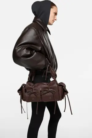 Acne Studios Multipocket Grained Leather Shoulder Bag - Chocolate Brown