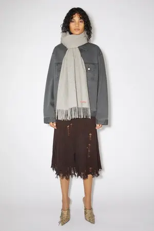 Acne Studios Fringe Wool Scarf Oversized - Light Grey Melange