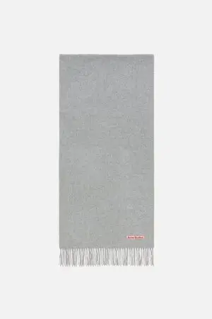 Acne Studios Fringe Wool Scarf Narrow - Light Grey Melange