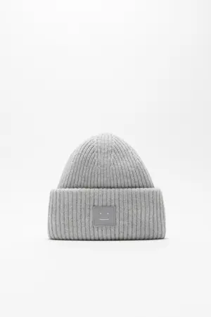 Acne Studios Pansy Face Beanie - Light Grey Melange