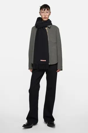 Acne Studios Fringe Wool Scarf – Narrow - Black