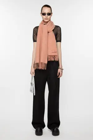 Acne Studios Fringe Wool Scarf – Narrow - Rose Melange