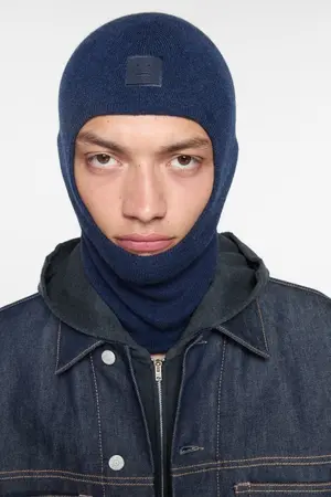 Acne Studios Face Logo Balaclava Beanie - Navy Melange