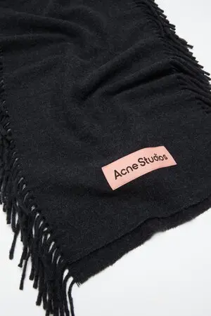 Acne Studios Fringe Wool Scarf - Black Melange