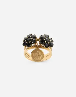 Dolce & Gabbana Sicily 18-carat Yellow Ring With Black Sapphires - Gold