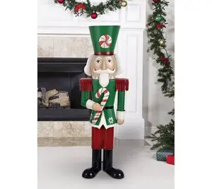 SUNSET VISTA DESIGNS Candy Cane Nutcracker Scul Pture - One-color