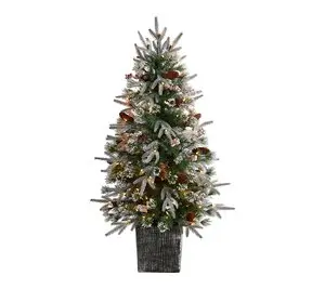 NEARLY NATURAL 4' Frosted Tree Pre-lit With 105 Led Lights - One-color