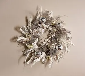 HOME REFLECTIONS 28' Frosted Metallic Holiday Wreath - One-color