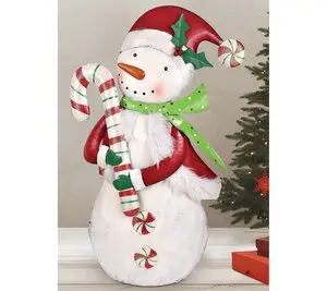 SUNSET VISTA DESIGNS Minty' The Candy Snowman Sculpture - One-color