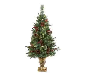 NEARLY NATURAL 4' Pine, Pinecone And Berries Ar Tificial Tree - One-color