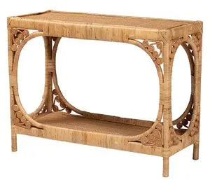 BALI & PARI Ramona Light Honey Natural Rattan C Onsole Table - One-color