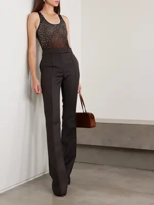 Alex Perry Crystal-embellished Stretch-mesh Bodysuit