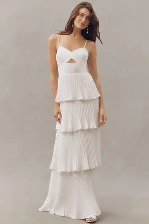 White Tiered Maxi Dresses