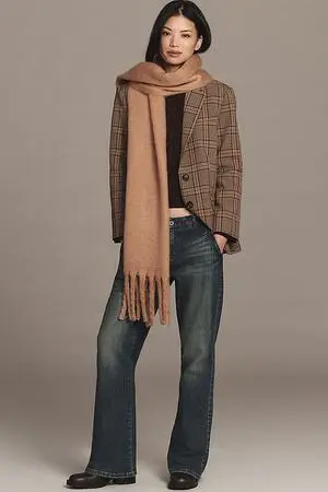 Maeve Solid Brushed Frge Scarf Camel
