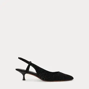 Ralph Lauren Beaded Satin Slingback Heel