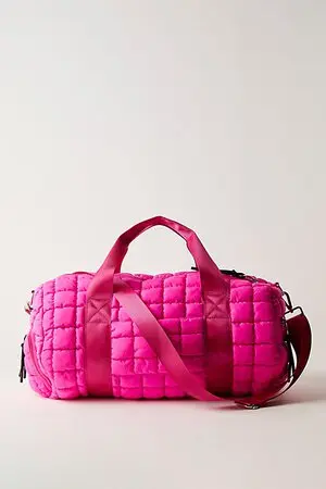 Free People Quilted Duffle Bag - Candy Pink