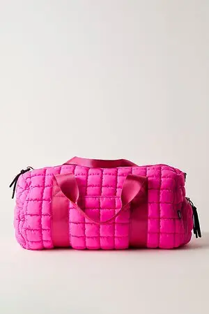 Free People Quilted Duffle Bag - Candy Pink