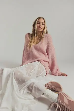 Free People Marina Softspun Knit Sweater - Coral Pink