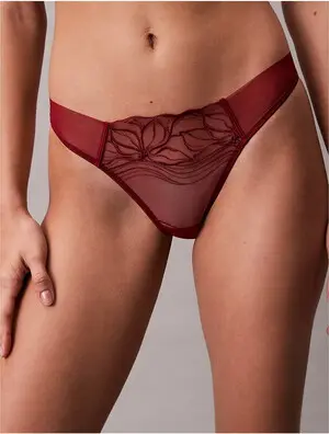 Calvin Klein Floral Lace Thong - Fall Berry