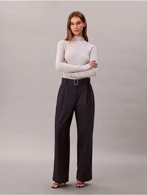 Calvin Klein Belted Tailored Pants - Inkwell