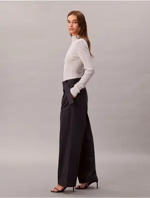 Calvin Klein Belted Tailored Pants - Inkwell