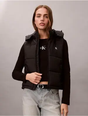 Calvin Klein Nylon Monogram Puffer Vest - Black