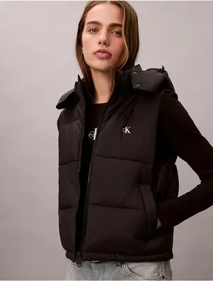 Calvin Klein Nylon Monogram Puffer Vest - Black
