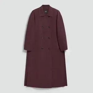 Theory Long Double-breasted Coat In Wool-cashmere - Plum