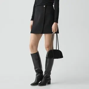 Theory Wrap Skirt In Double-face Wool-cashmere - Black
