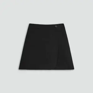 Theory Wrap Skirt In Double-face Wool-cashmere - Black