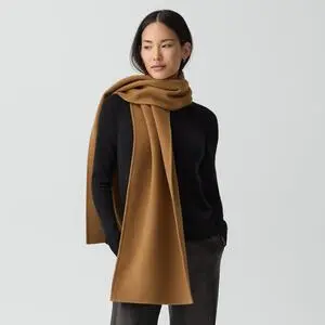 Theory Stole In Double-face Wool-cashmere - Wood